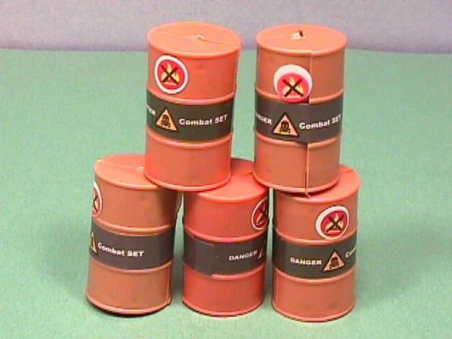 Set of 5 Tan Plastic Fuel Drums