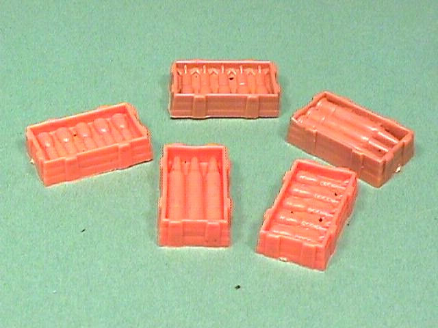 Set of 5 Tan Plastic Artillery Shell Boxes