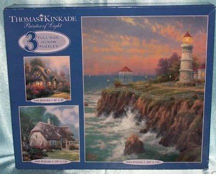 Thomas Kinkade Puzzles, Cottages, Lighthouse, New