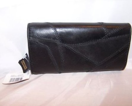 New Fina Black Leather Organizer Wallet with Checkbook