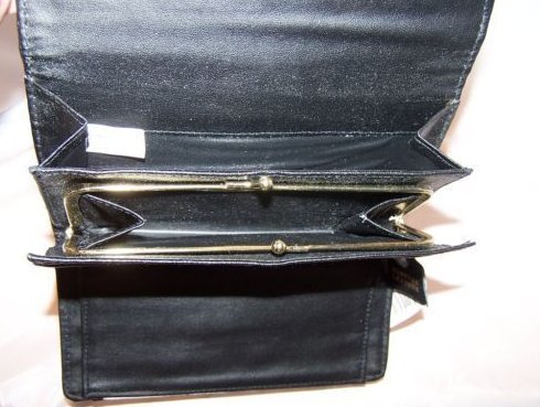 New Fina Black Leather Organizer Wallet with Checkbook