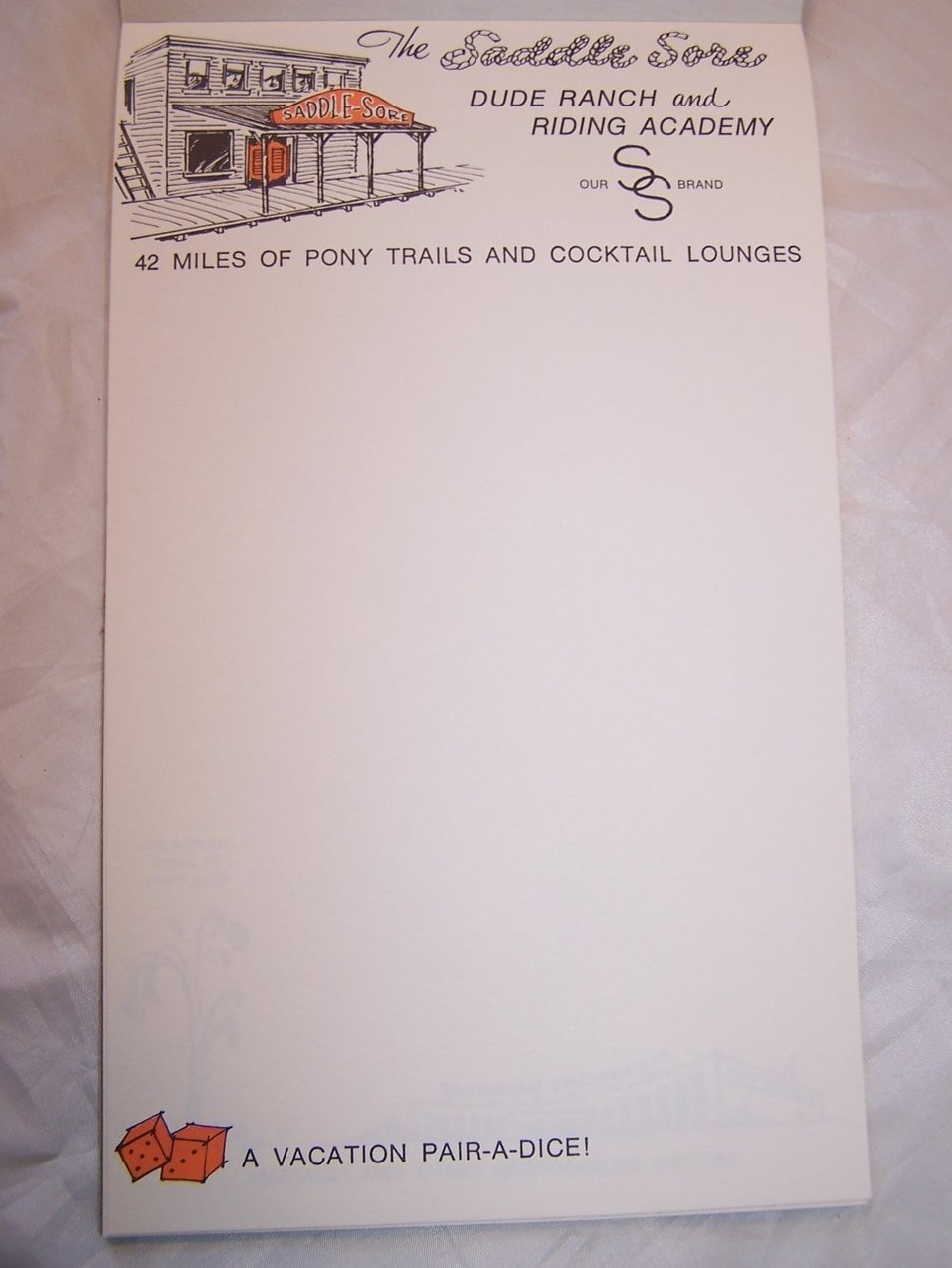 My Very Own Hotel Stationery Note Writing Pad, Vintage 70s