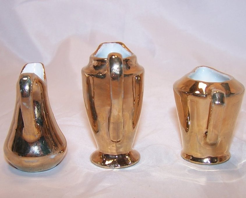 Three Gold Golden Miniature Pitchers, Japan Japanese