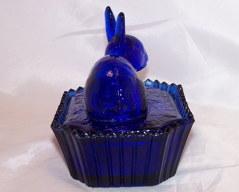 Cobalt Blue Glass Bunny Candy Dish, Almost 5 Inches Tall
