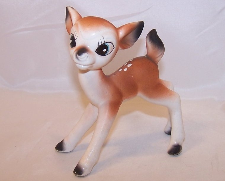 Cute Cross Eyed Deer, Spotted Fawn Figurine, Japan Japanese