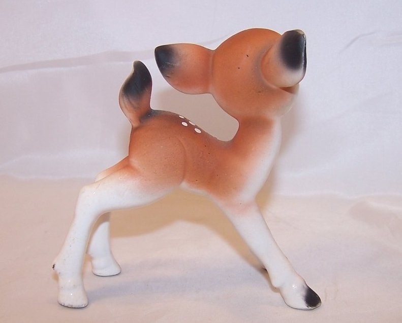 Cute Cross Eyed Deer, Spotted Fawn Figurine, Japan Japanese