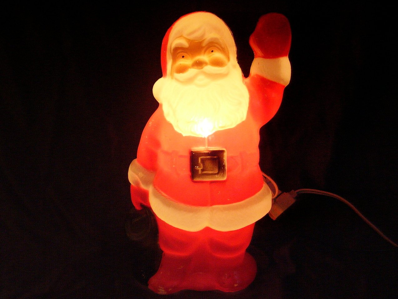 Santa Plastic Lighted Blow Mold Christmas Vintage 13 1/4 In Tall