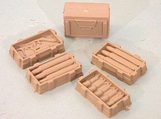 Set Of 5 Tan Plastic Mixed Ammo, Shell, And Gun Cases