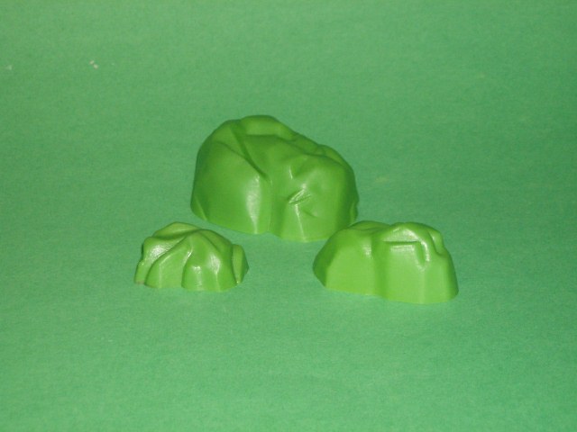 Set Of 3 Green Plastic Rock Boulders