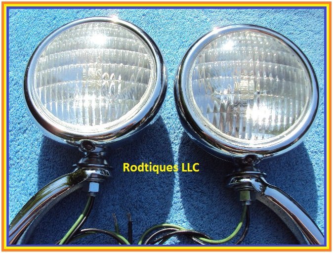 Clear to Amber LED Turn / Park Driving Fog Lights w/ Chrome Brackets