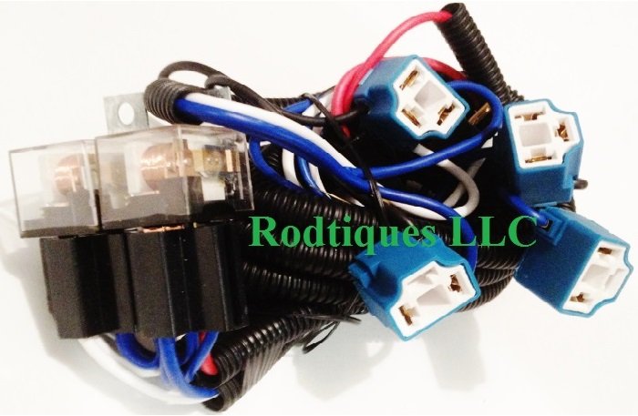 4 Head Lamp Relay Wiring Harness H4 & Sealed Beams