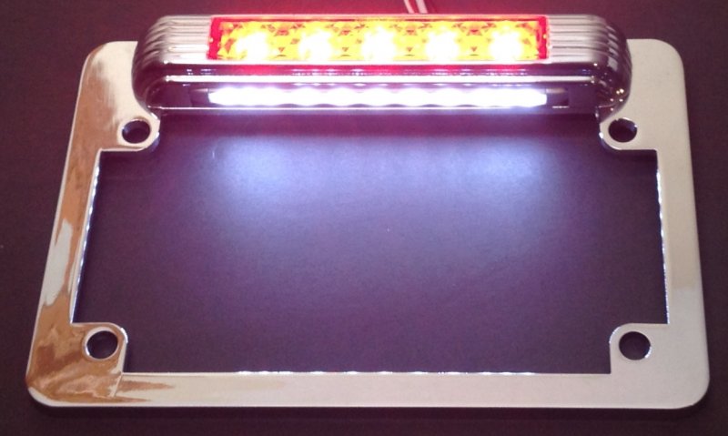Motorcycle LED License Plate Light & Brake Light Frame