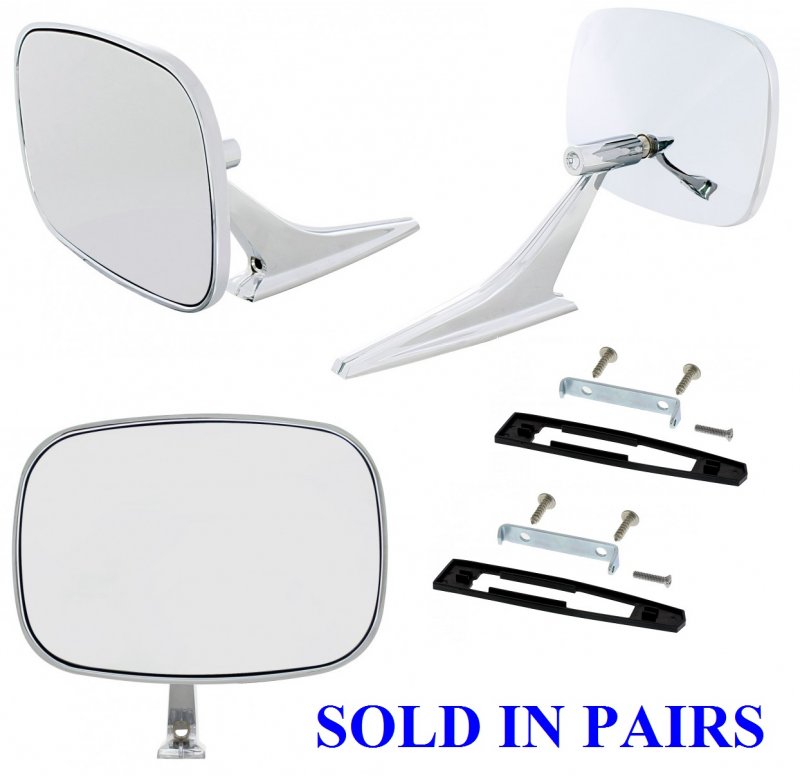 1962-1972 Chevy Exterior Door Mount Rear View Mirrors - Pair
