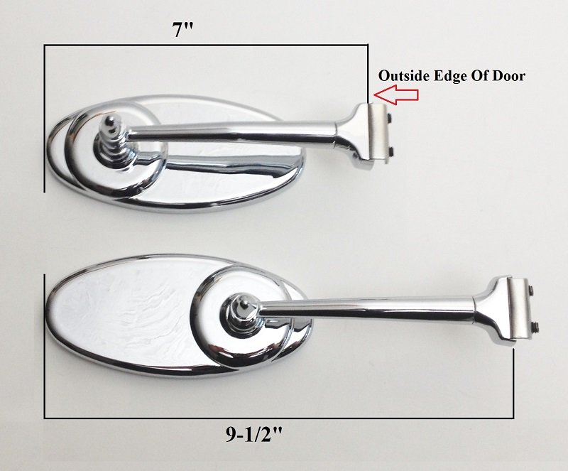 Offset Straight Arm Custom Oval Door Edge Peep Mirrors