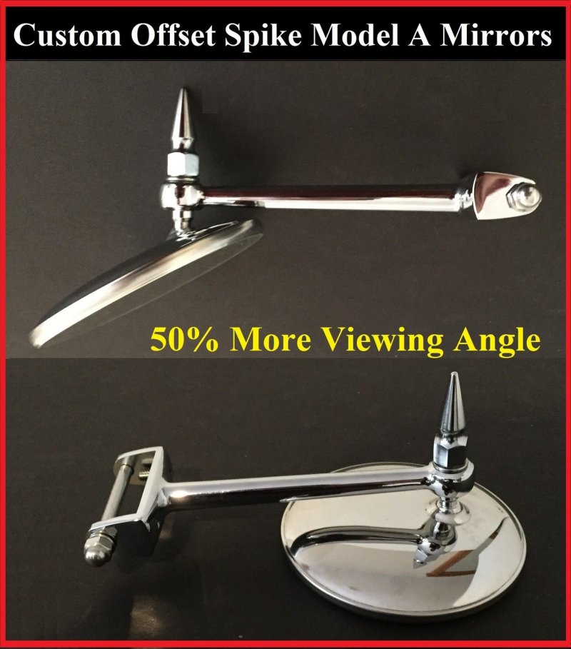 1928-1931 Ford Model A Custom Spiked Offset Hinge Pin Door Mirrors Exterior