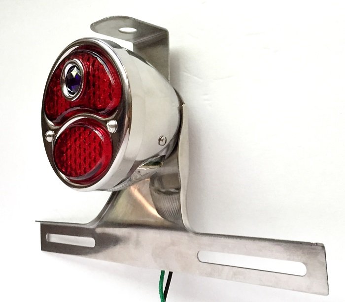 Universal Third Brake Tail & Plate Light w/ Plate Bracket LED Blue Dot