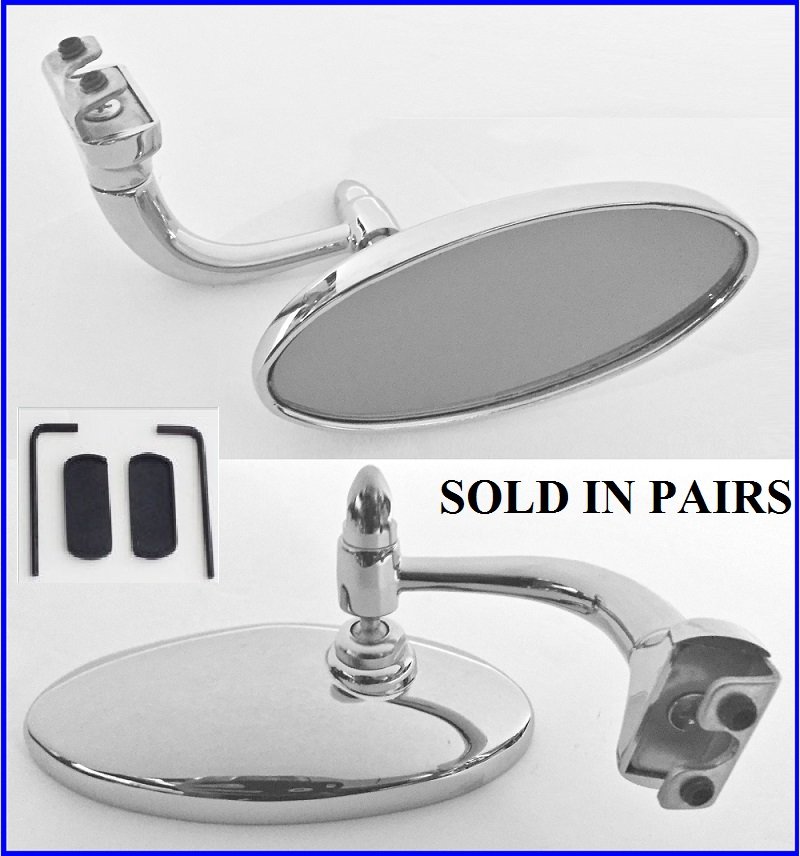 Curved Arm Door Edge Clamp On Oval Offset Mirrors Smooth