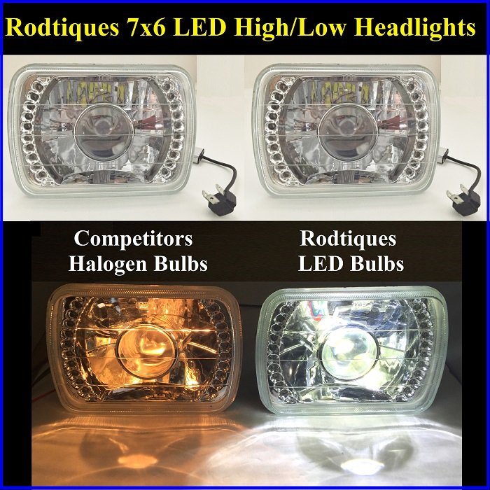 7x6 LED High/Low Beam Headlights White LED Park Lights