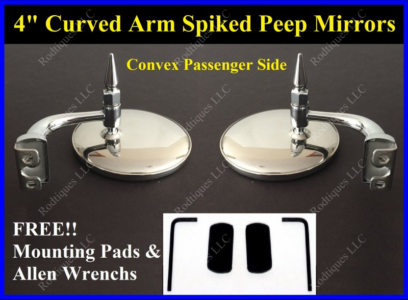 4'' Spiked Stainless Steel Curved Arm Peep Mirrors with Convex ...