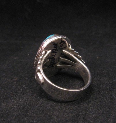 Apache Blue Turquoise Silver Ring sz10-1/2, Navajo Wilson Padilla