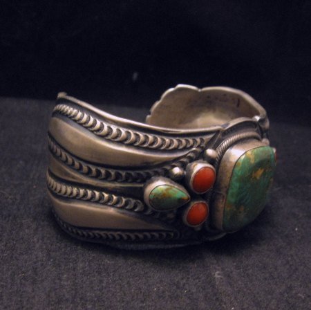 Gary Reeves * Navajo * Manassa Turquoise & Coral Silver Bracelet