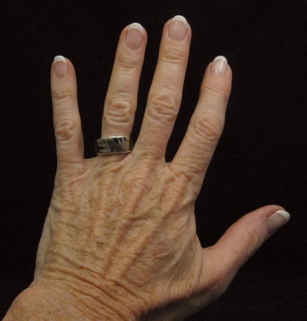 Hopi Native American Inlay Ring sz6-1/2, Bennard & Frances Dallasvuyaoma