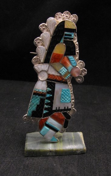 Eldred Martinez Zuni Inlaid Rain Dancer Pin/Pendant