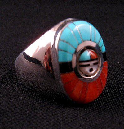 Don Dewa ~ Zuni ~ Inlaid Sunface Spinner Ring Sz11-1/4