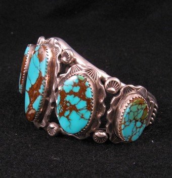 Dean Sandoval ~ Navajo ~ Manassa Turquoise Silver Bracelet