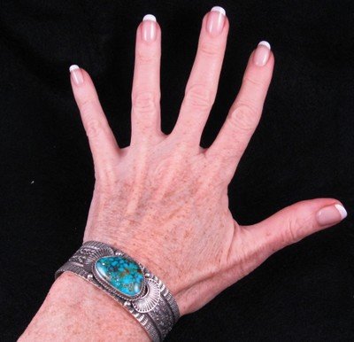 Sunshine Reeves ~ Navajo ~ Turquoise Stamped Cuff Bracelet
