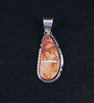 Navajo Boulder / Ribbon Turquoise Silver Pendant, Bea Johnson