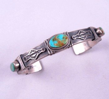Gary Reeves ~ Navajo ~ Old Style Sterling Silver Turquoise Bracelet