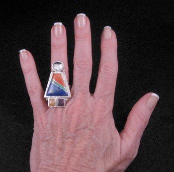 Hopi Lady Inlay Ring, Bennard & Frances Dallasvuyaoma, sz7-1/2