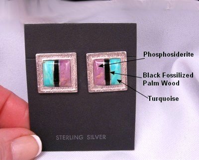 Hopi Raised Inlay Sun Solstice Earrings, Bennard & Frances Dallasvuyaoma