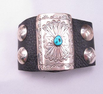 Native American Navajo Ketoh - Bow Guard - Silver Turquoise & Leather