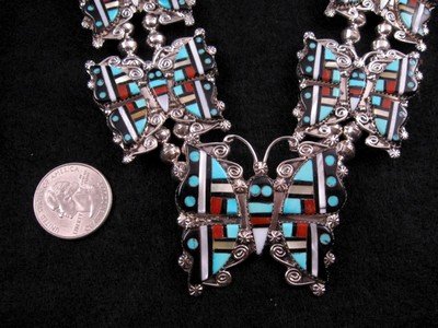 Herbert & Esther Cellicion Zuni Butterfly Squash Necklace & Earrings
