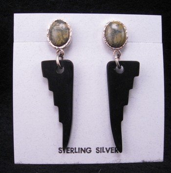 Hopi Turquoise & Palm Wood Earrings, Bennard & Frances Dallasvuyaoma