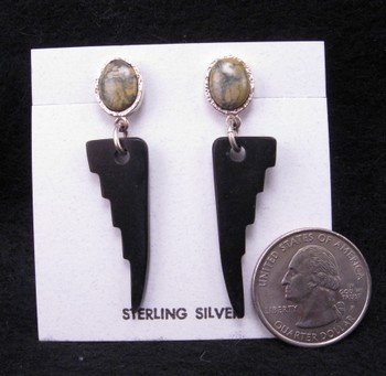 Hopi Turquoise & Palm Wood Earrings, Bennard & Frances Dallasvuyaoma