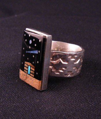 Merle House Navajo Hogan Night Sky Inlay Ring sz10