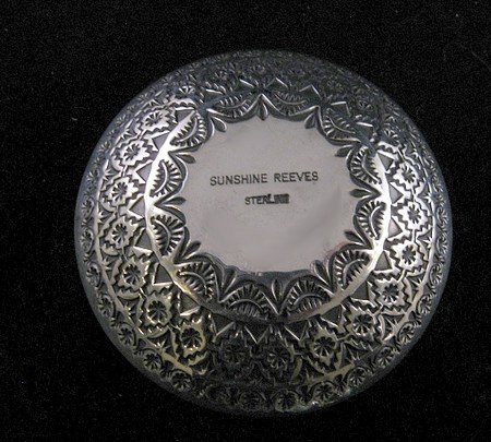 Navajo, Sunshine Reeves, Native American Stamped Silver Seed Pot