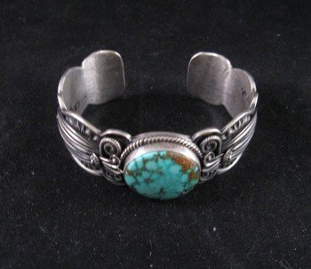 Old Pawn Style Navajo Delbert Gordon Turquoise Sterling Silver Bracelet