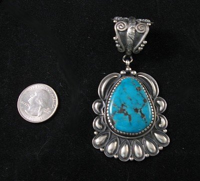 Big Navajo Kirk Smith Pilot Mountain Turquoise Pendant