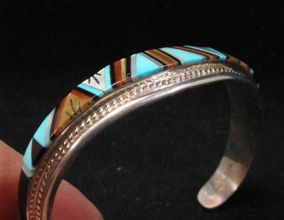 R.L. Yuselew Zuni Inlaid Bracelet Jewelry Native American