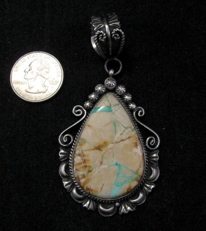 Fancy Navajo Old Pawn Style Boulder Turquoise Pendant, Robert Shakey