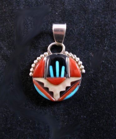 Zuni Multistone Sterling Silver Pendant, Virginia Quam