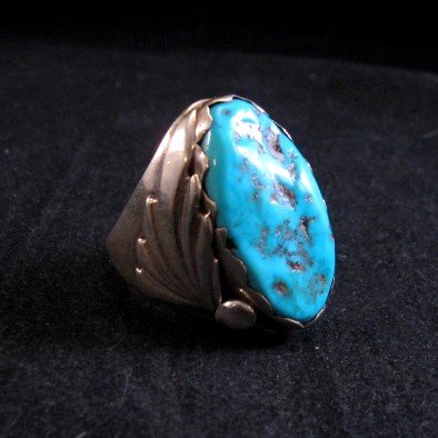 Native American Zuni Turquoise Silver Ring Sz11-1/4 - Nieto