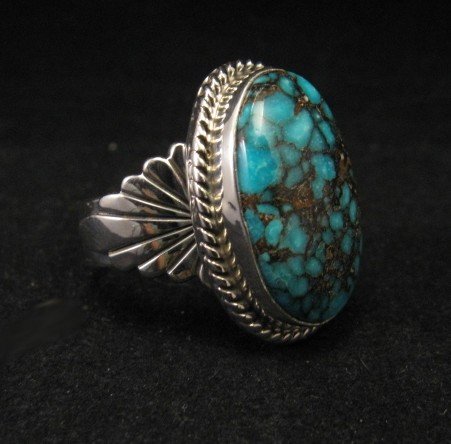 Apache Blue Turquoise Silver Ring sz10-1/2, Navajo Wilson Padilla