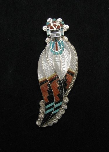 Native American Zuni Corn Maiden Silver Pin/Pendant, Eldred Martinez