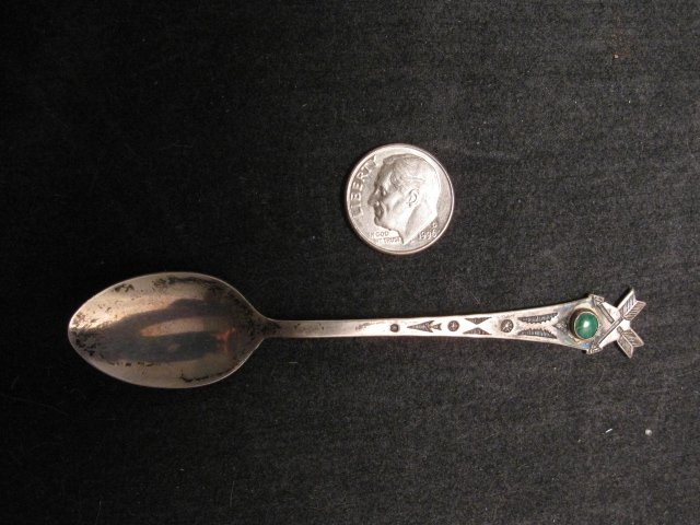 Old Fred Harvey Sterling Silver Turquoise Tourist Spoon