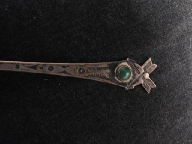 Old Fred Harvey Sterling Silver Turquoise Tourist Spoon